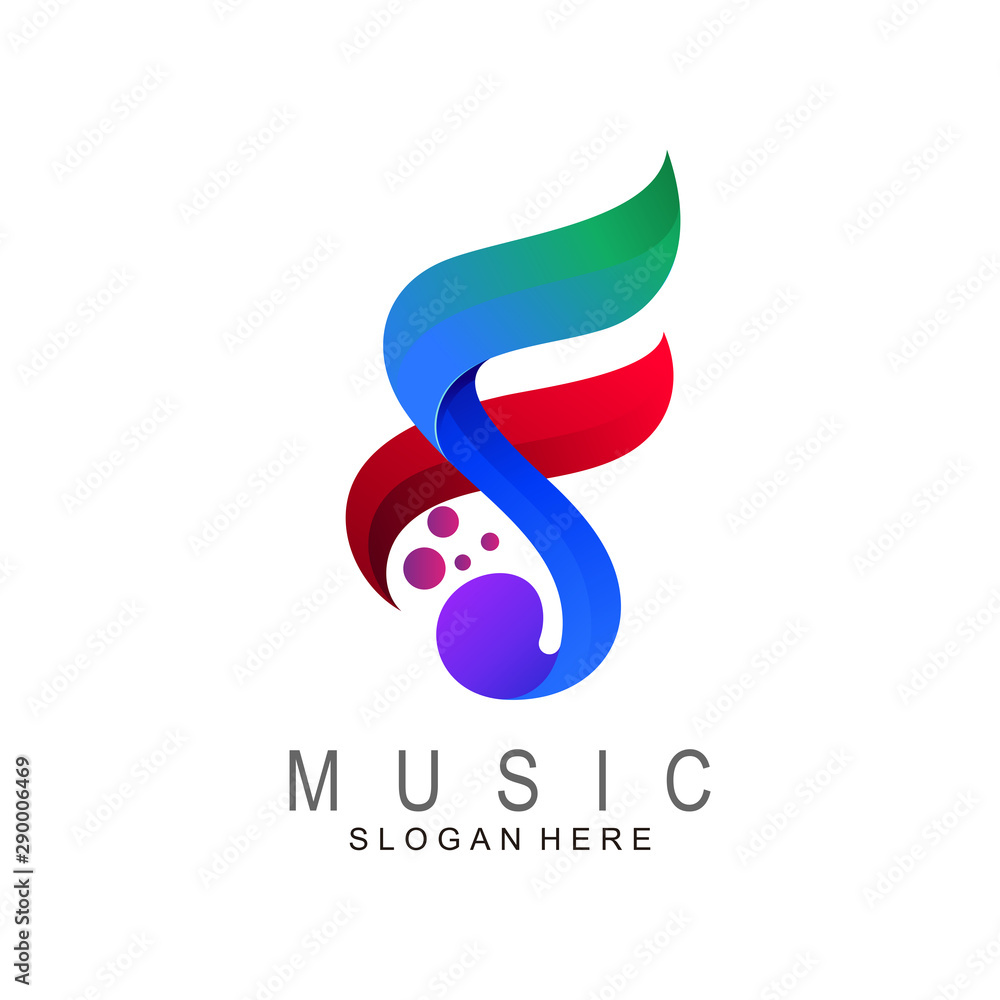 F logo with music design vector, Musical logo, fly music, music note ...