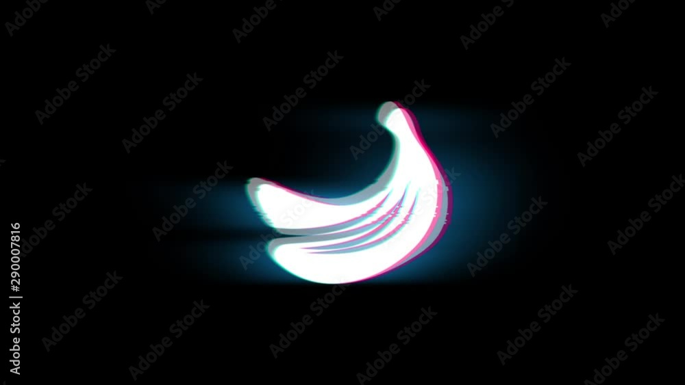 Banana, bananas, food, fruit Symbol on Glitch Led Screen Retro Vintage ...
