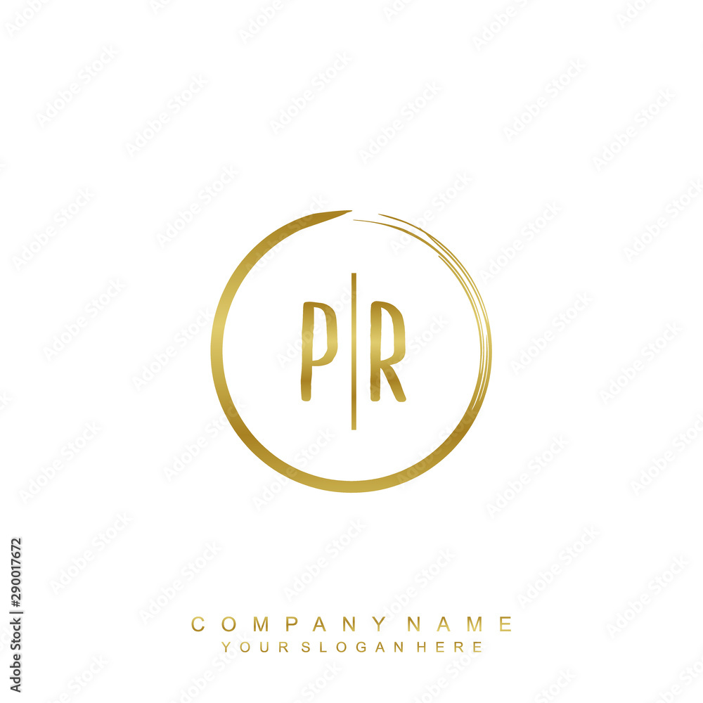 PR initials with a golden circle brush template Stock Vector | Adobe Stock