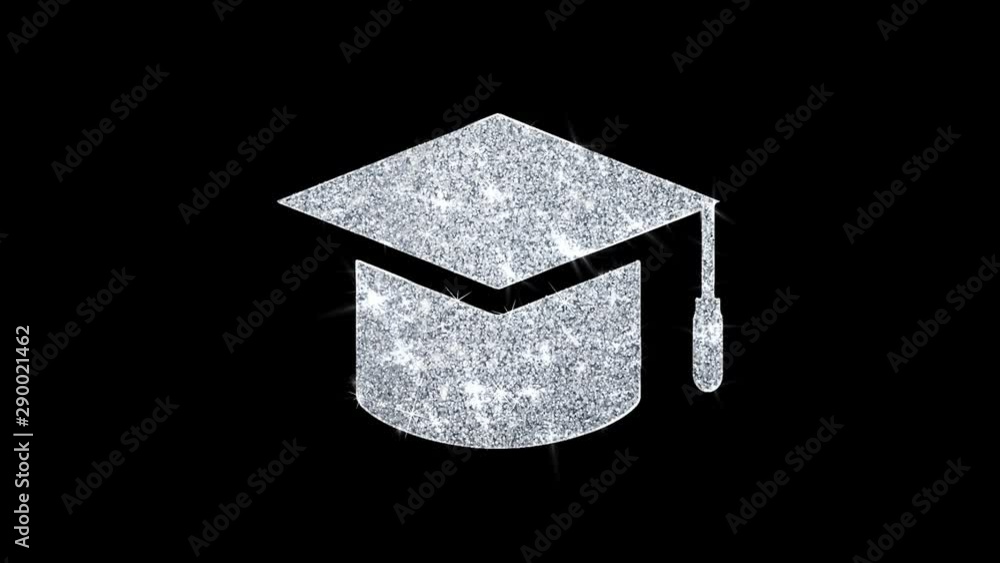 Education, Graduation cap, University hat Icon Sparkling Shining White ...