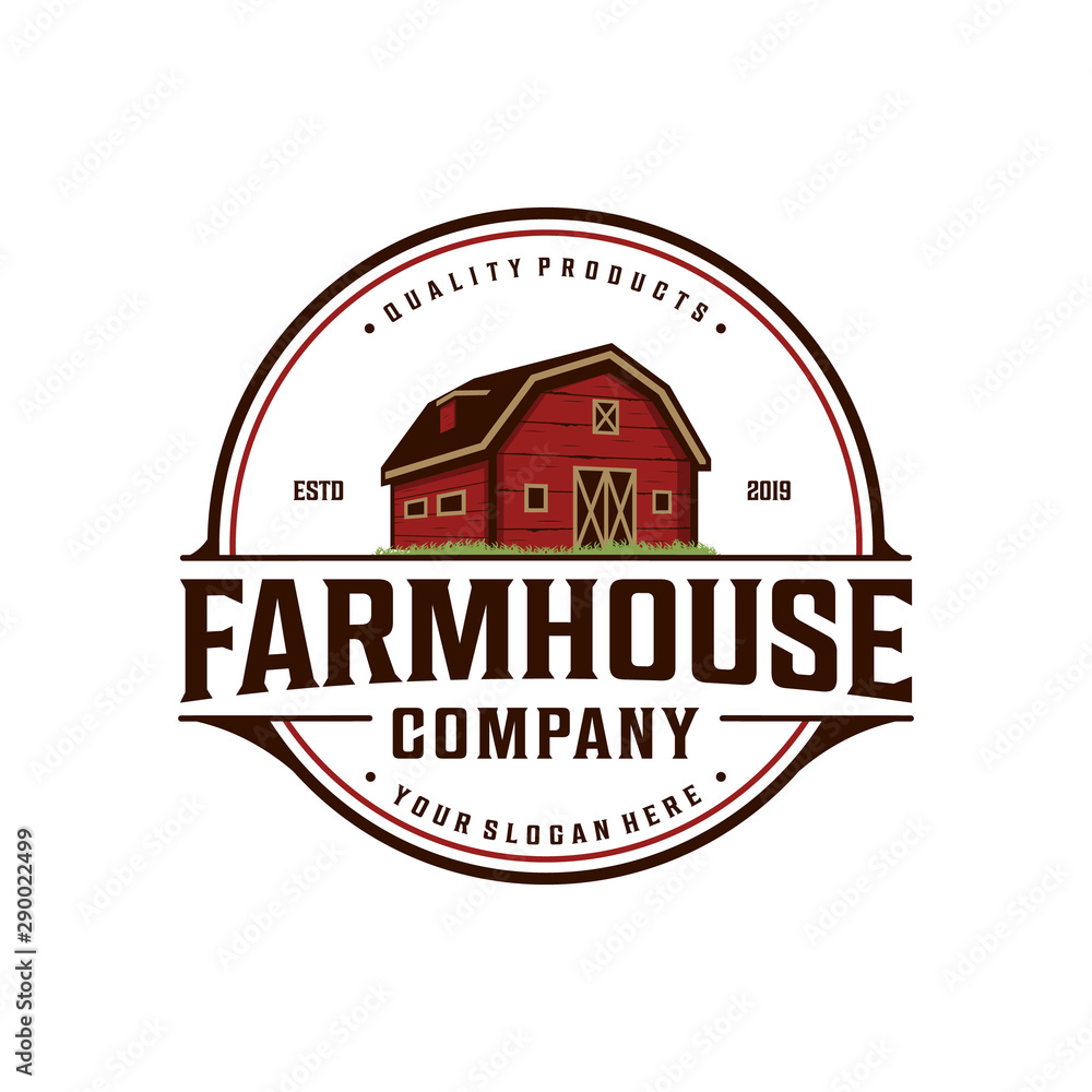Farmhouse,warehouse / barn vintage logo design. Countryside hand drawn ...