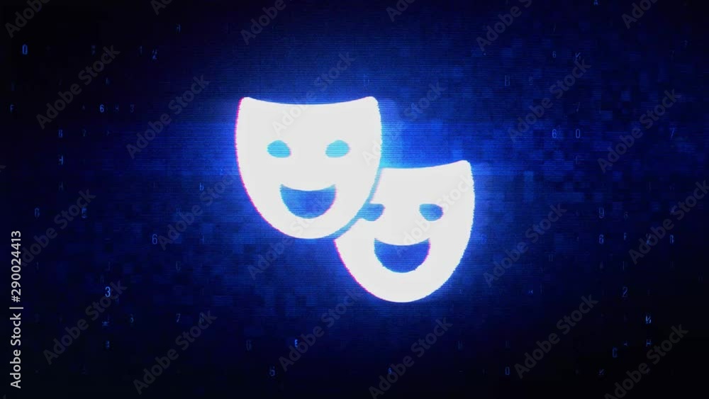 Drama, play, theater mask Symbol Abstract Digital Pixel Noise Glitch ...