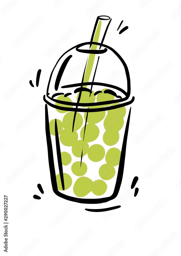 TAPIOCA icon. Bubble / pearl milk tea or boba line art for apps and ...