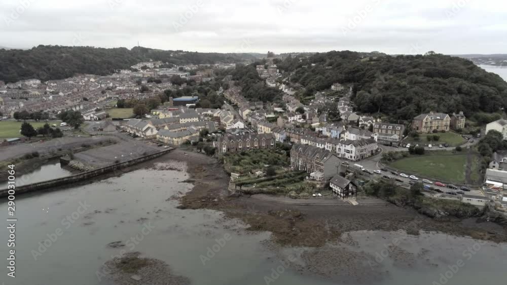 Garth seaside British tourism town North Wales, England. Aerial views ...