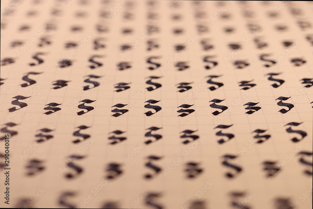 Lettering practice writing worksheet. Handwriting symbol filling ...