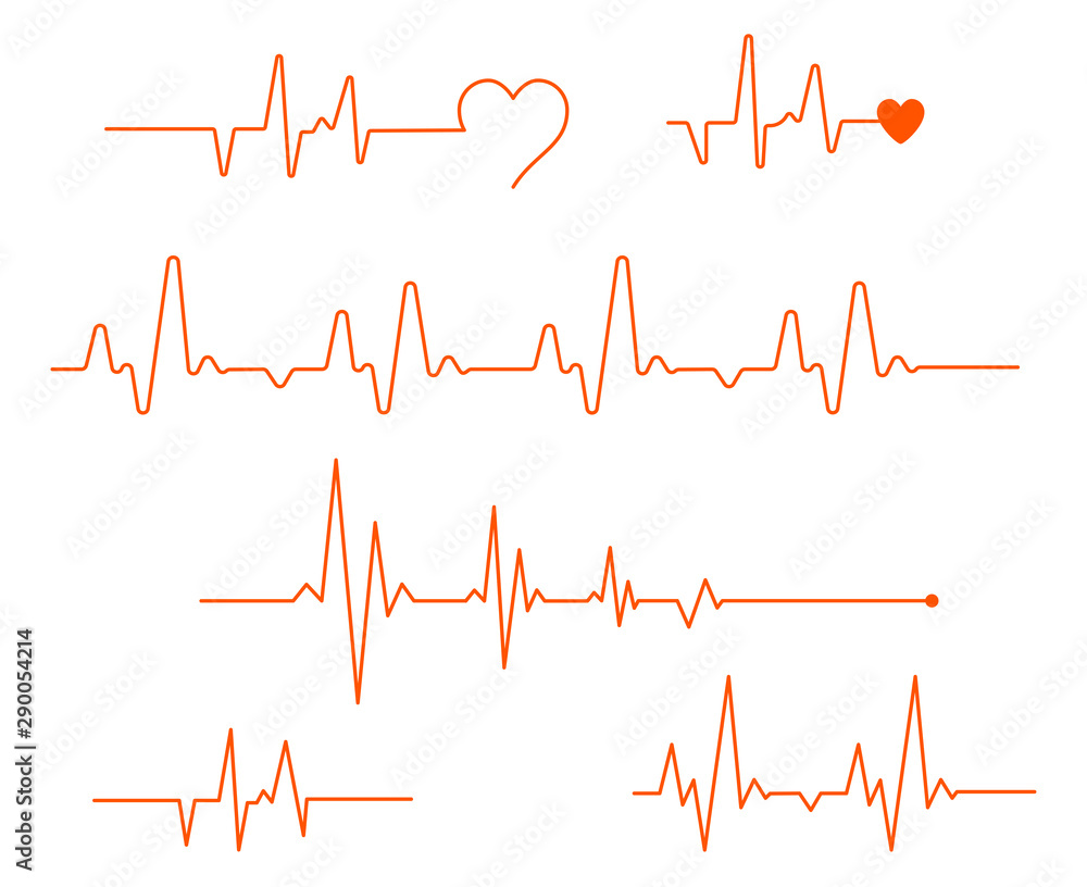 Pulse line vector. Medicine Modern flat Cardiogram Hearts Icons Vector ...