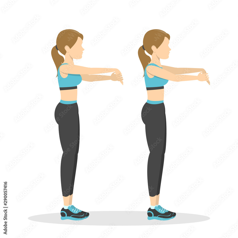 Arm stretch exercise. Stretch to relieve wrist pain vector de Stock ...