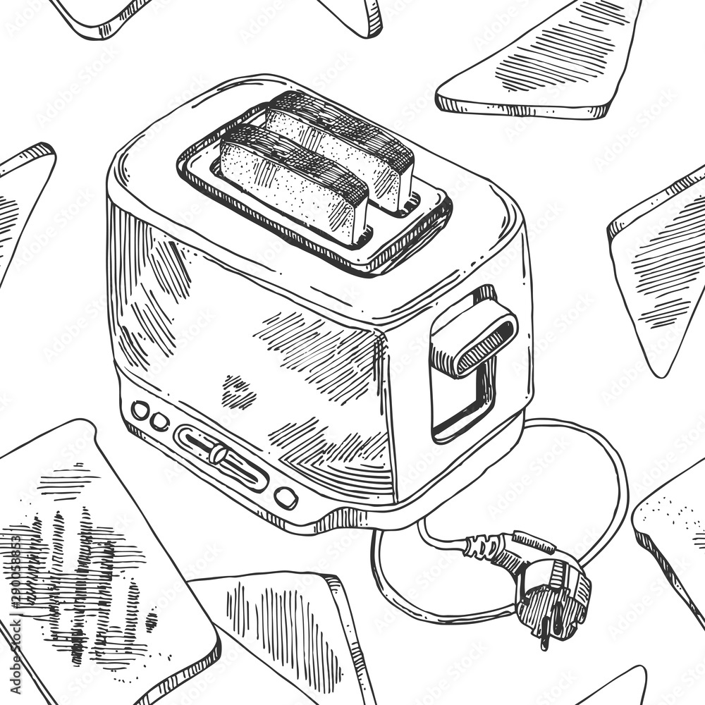 Toaster sketch vector illustration. hand drawn Stock Vector | Adobe Stock