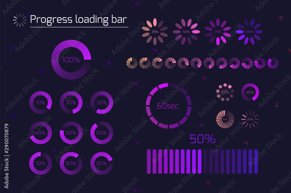 Futuristic Progress loading bar icons. Set of indicators. Download ...
