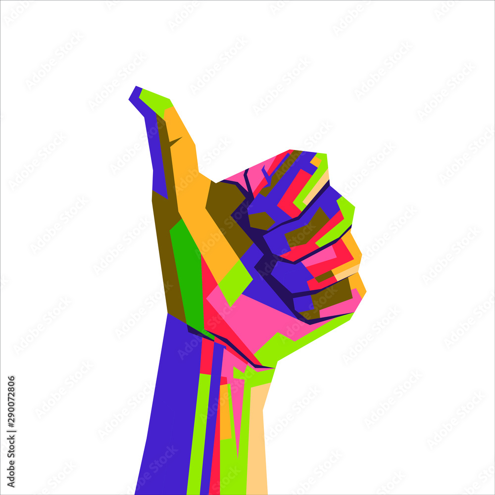 Colorful thumb up. Thumb up with WPAP (wedhas pop art portrait) style ...