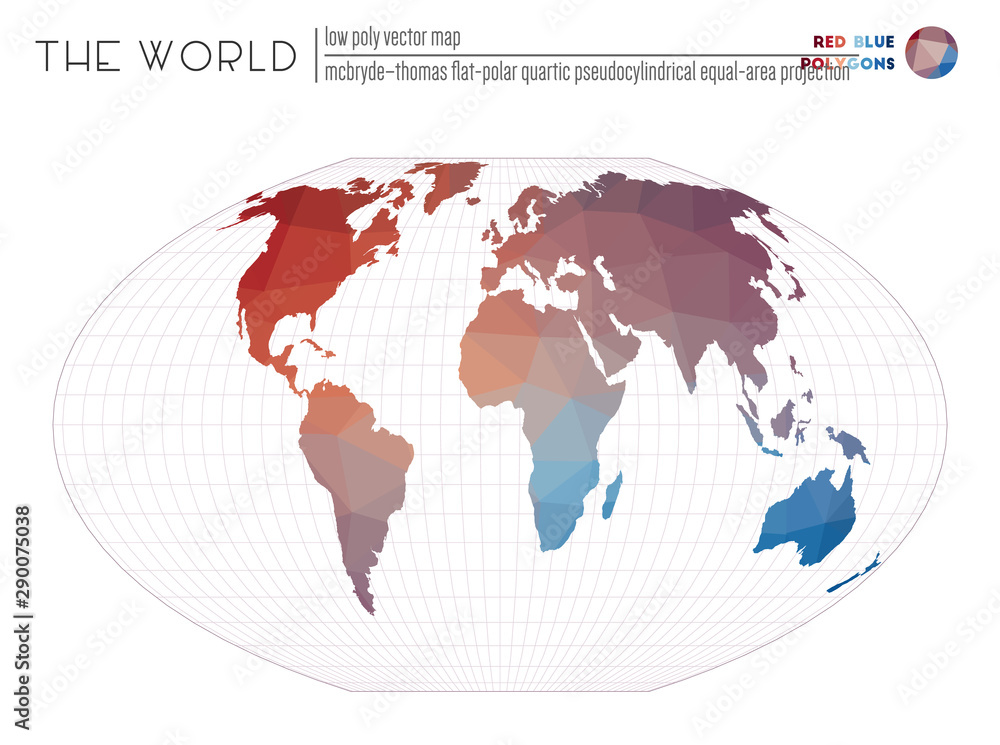 Low poly world map. McBryde-Thomas flat-polar quartic pseudocylindrical ...