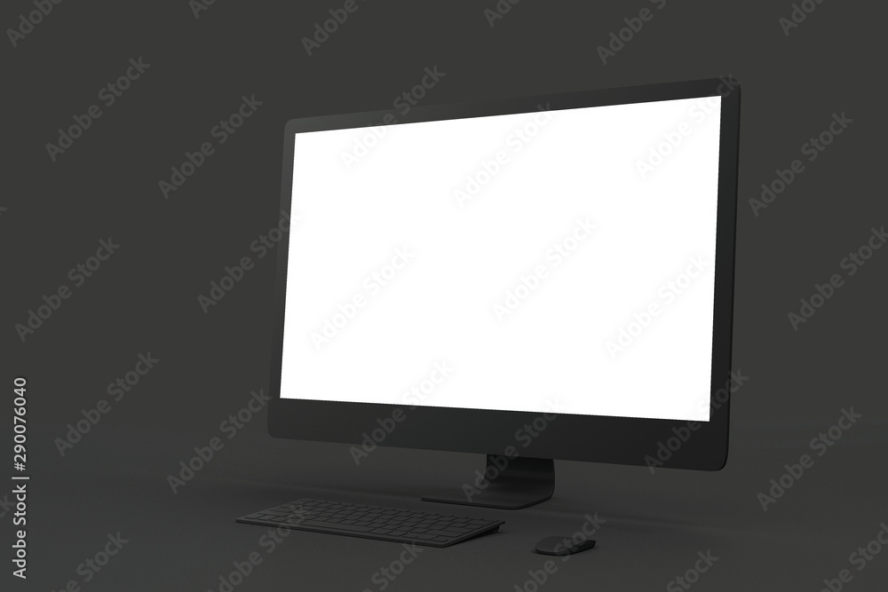 All black minimal concept with blank white mock up screen of black ...