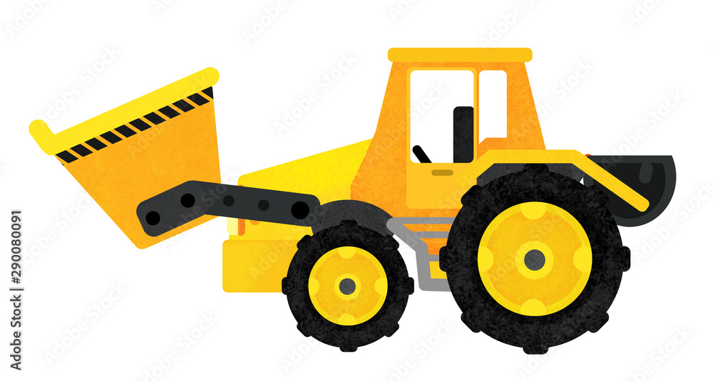 Cartoon funny excavator - on white background - illustration for ...