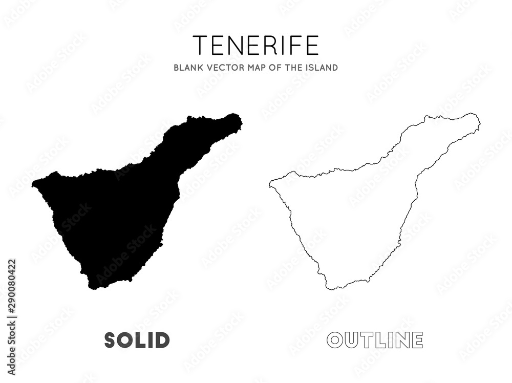 Tenerife map. Blank vector map of the Island. Borders of Tenerife for ...