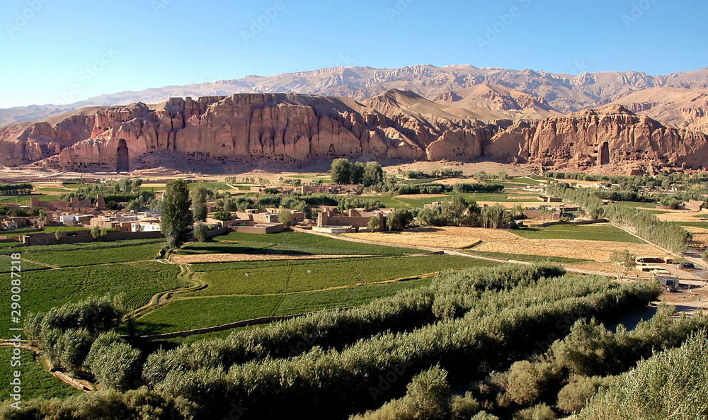 Bamyan (Bamiyan) in Central Afghanistan. This is a view over the Bamyan ...