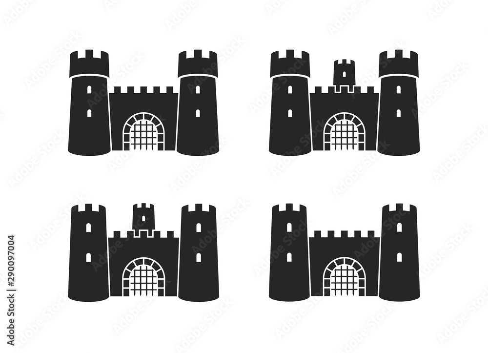 Castle. Icon set Stock Vector | Adobe Stock
