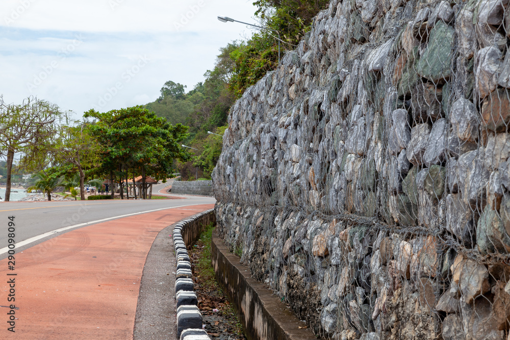 Stone walls for blocking the collapsing stone. Stone background. Stone ...