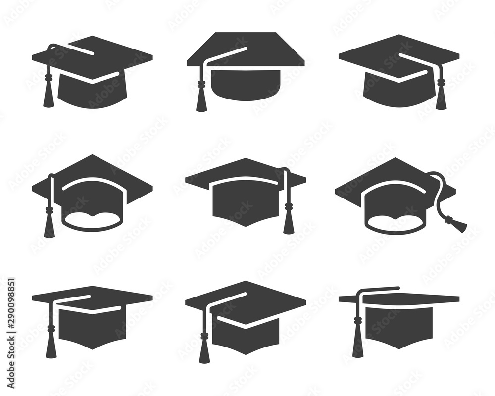 set of vector graduation icons Stock Vector | Adobe Stock