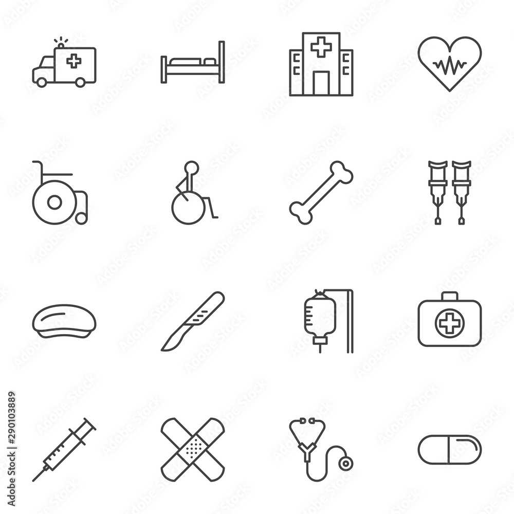 Medical line icons set. linear style symbols collection, outline signs ...