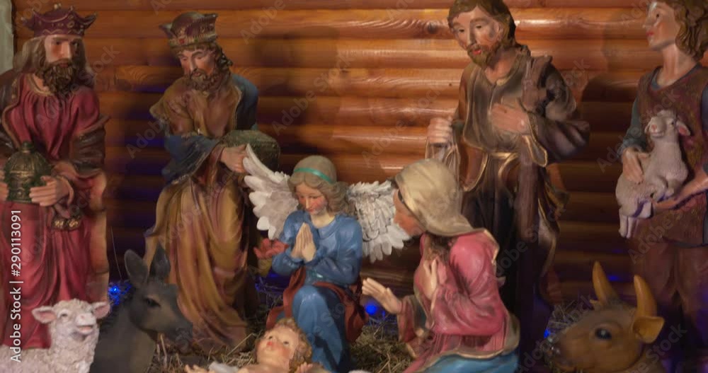 Holy night. Nativity scene. Jesus birth installation. Nativity of the ...