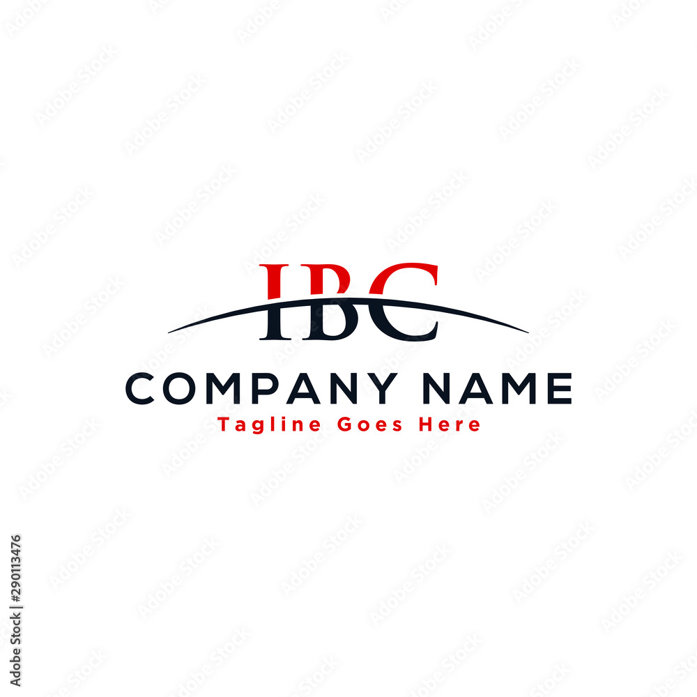 Initial letter IBC, overlapping movement swoosh horizon logo design ...