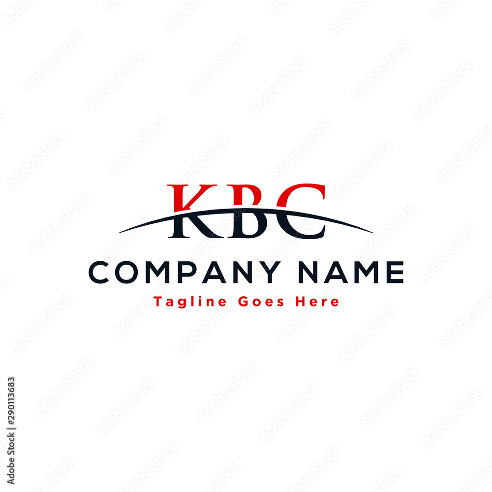 Initial letter KBC, overlapping movement swoosh horizon logo design ...