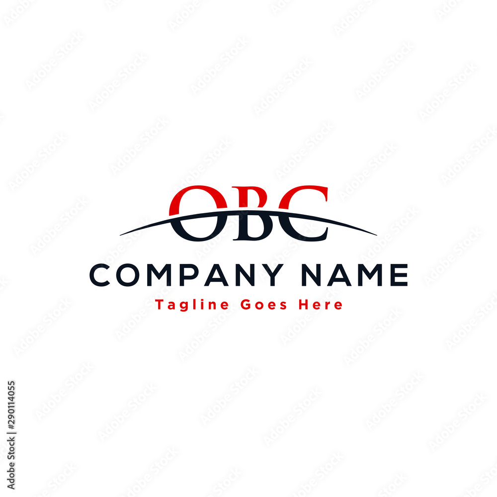 Initial letter OBC, overlapping movement swoosh horizon logo design ...