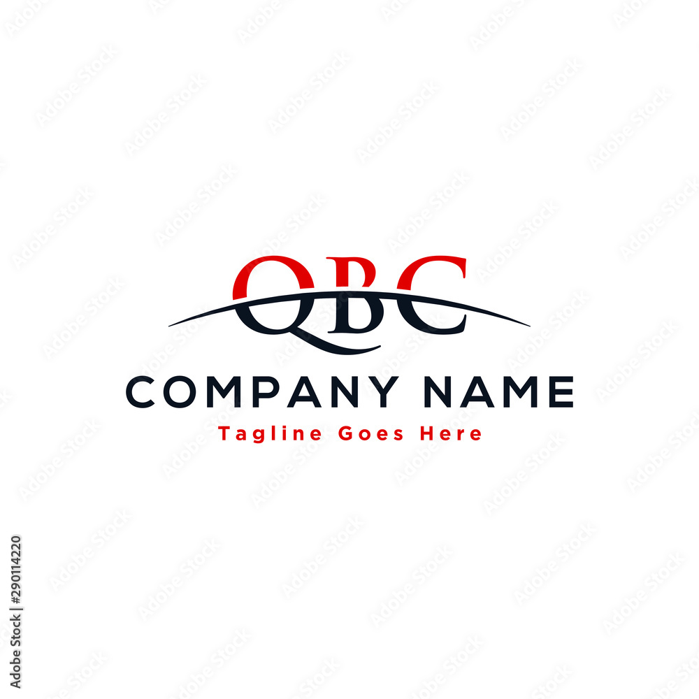 Initial letter QBC, overlapping movement swoosh horizon logo design ...