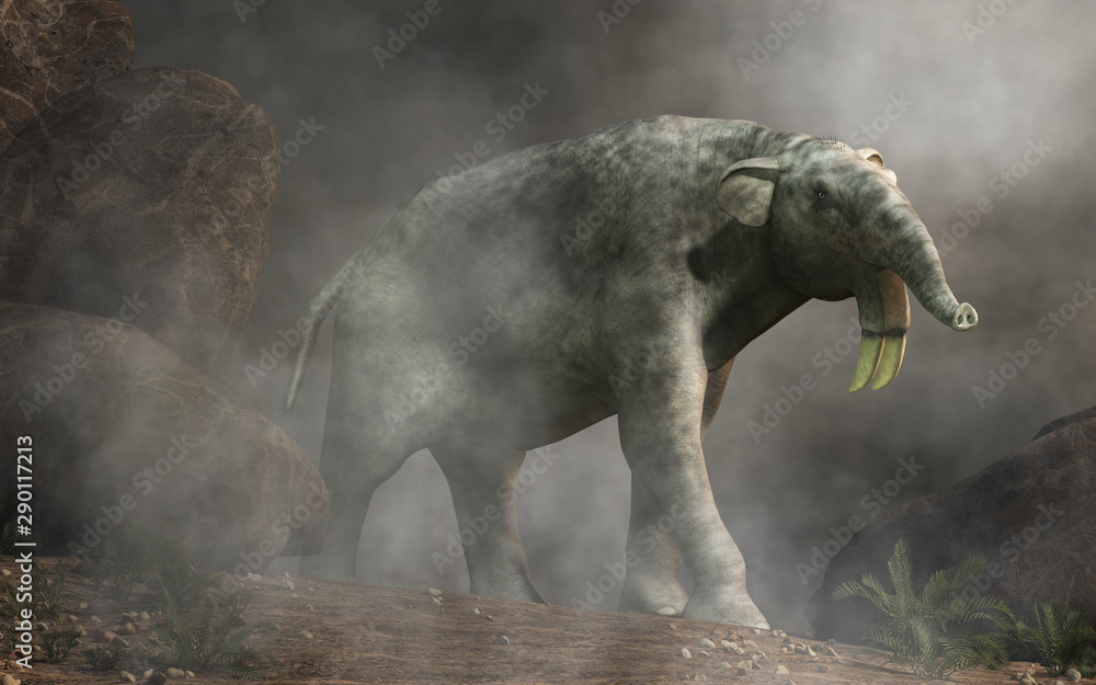 The hoe tusker, or Deinotherium ("terrible beast"), was a prehistoric ...
