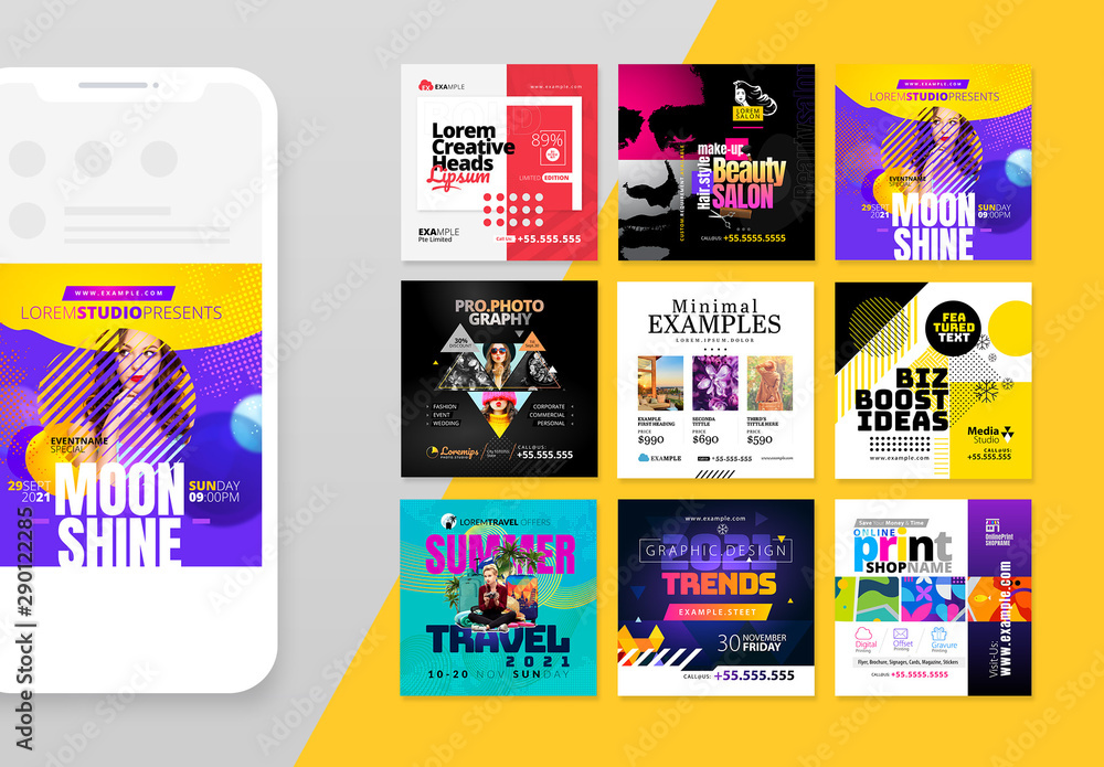 Social Media Event Post Layout Set Stock Template | Adobe Stock