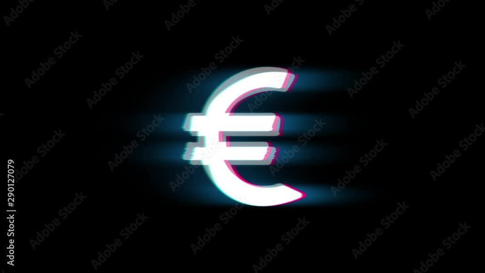 URO European Currency Symbol on Glitch Led Screen Retro Vintage Display ...