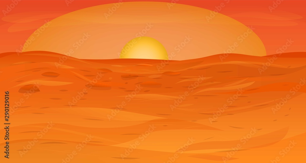 Desert sunset concept banner. Cartoon illustration of desert sunset ...