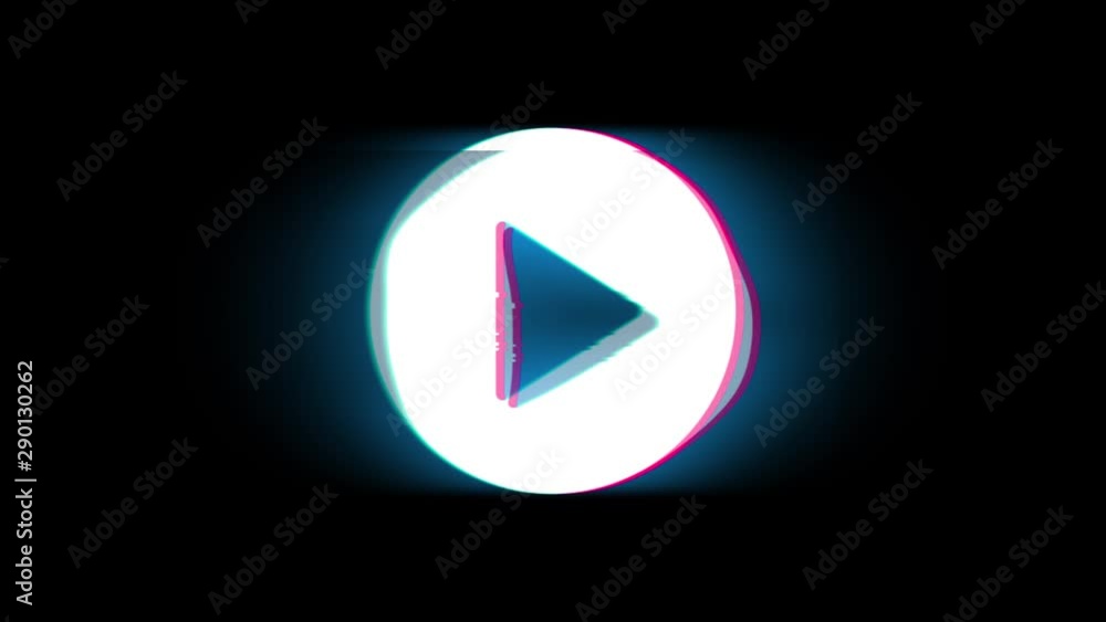 Play Video Symbol on Glitch Led Screen Retro Vintage Display Animation ...