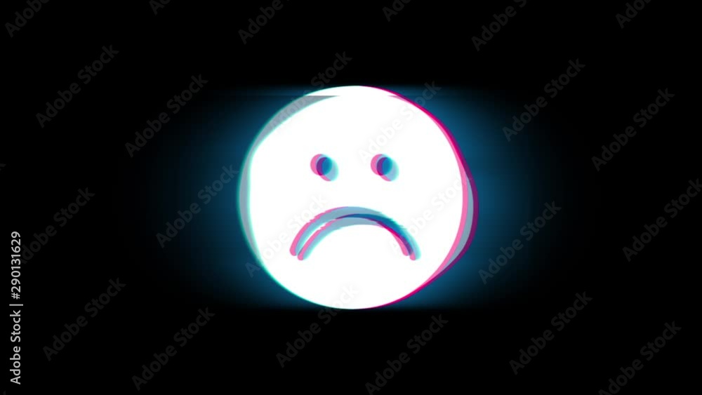 Unhappy Face Symbol Symbol on Glitch Led Screen Retro Vintage Display ...