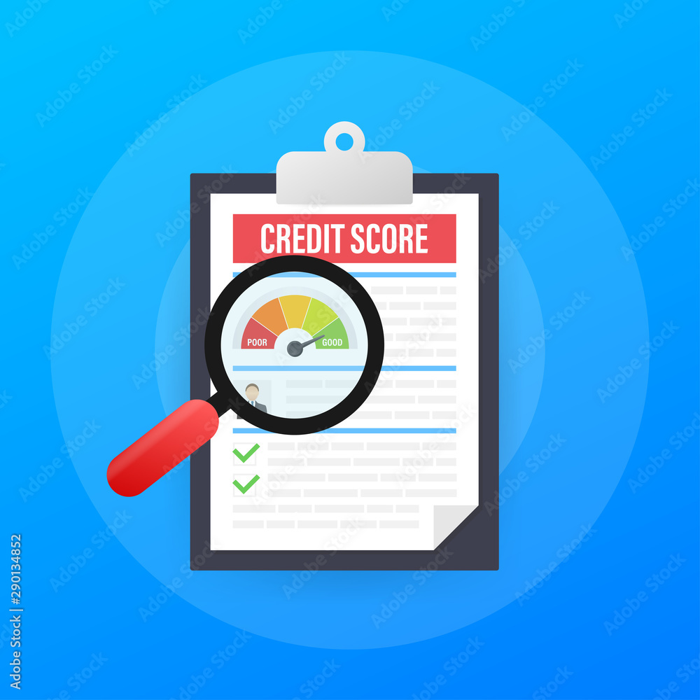 Credit score document. Paper sheet chart of personal credit score ...
