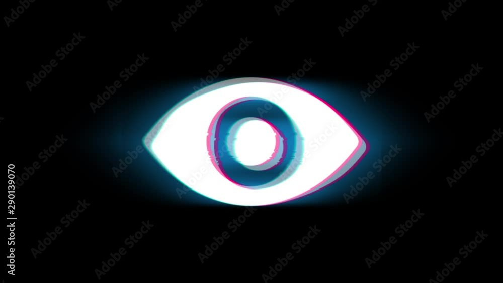 Human Face eye view Symbol on Glitch Led Screen Retro Vintage Display ...