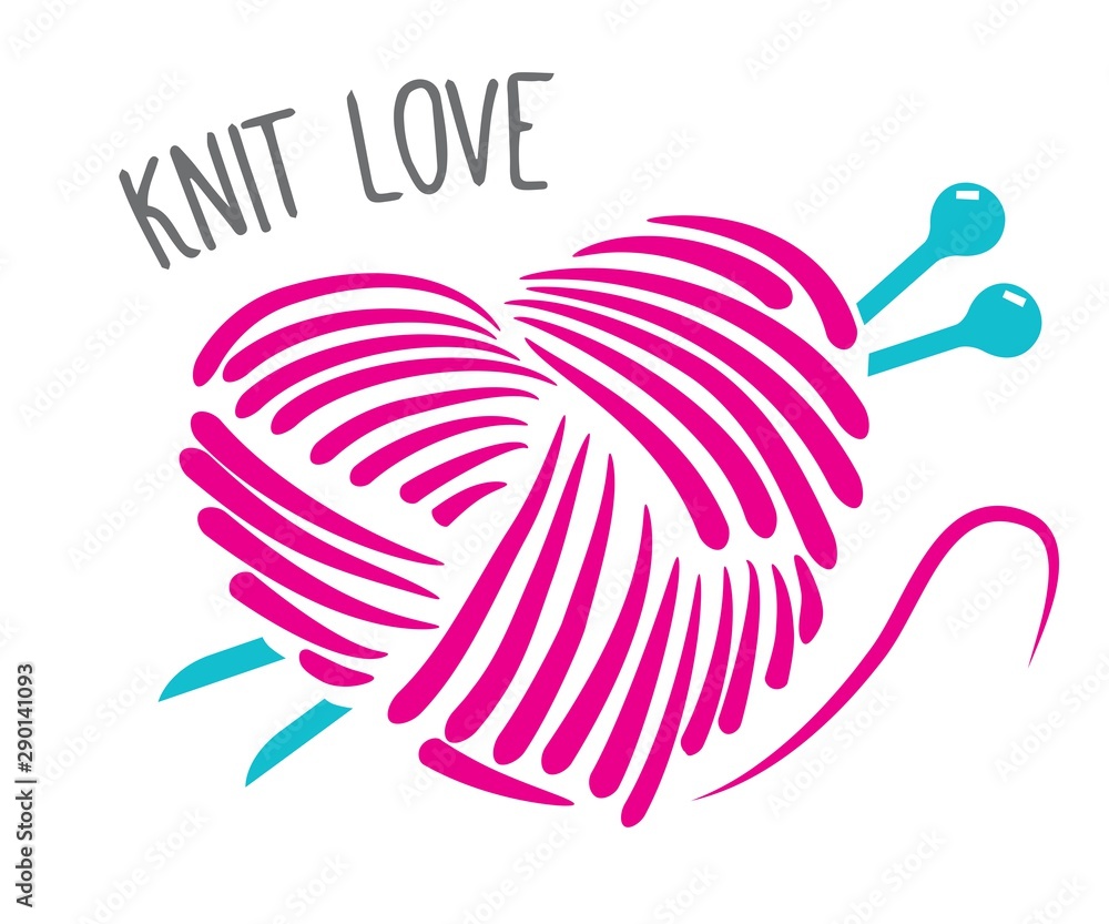 made and knitted with love, Vector set of logo design templates in ...