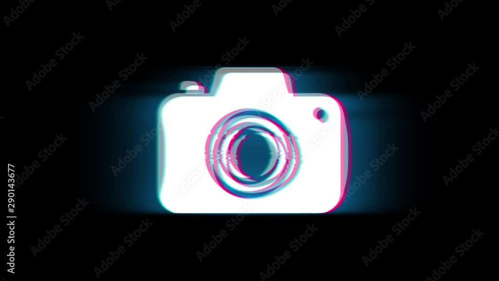 Camera Photography Symbol on Glitch Led Screen Retro Vintage Display ...