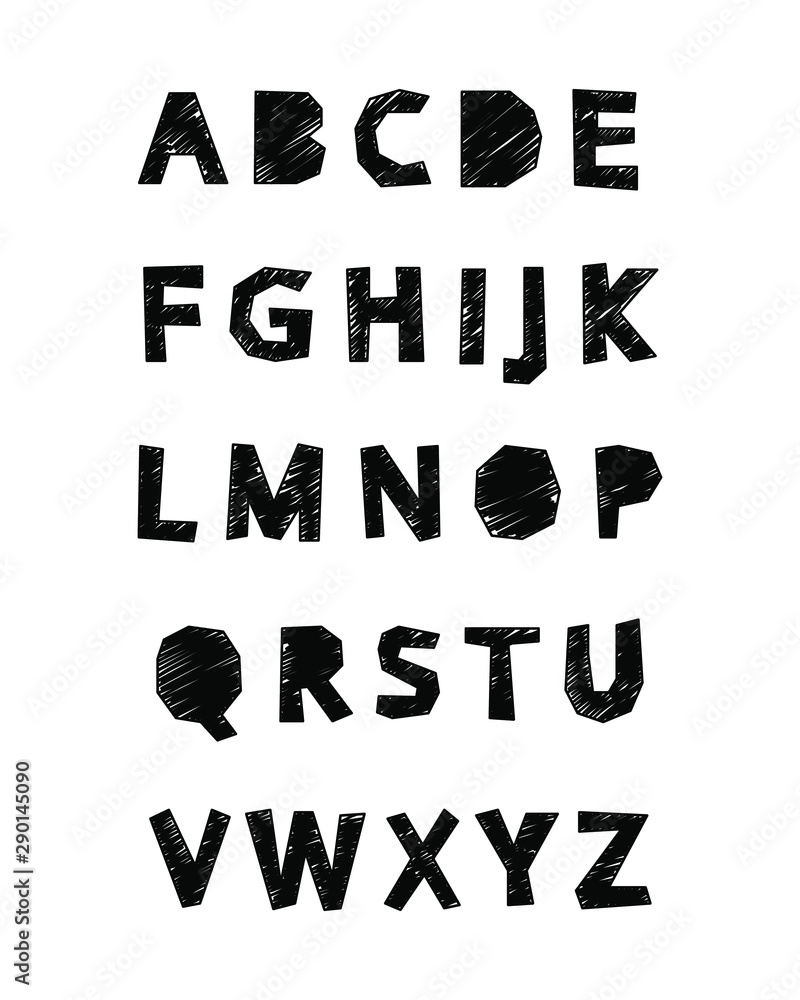 Hand drawn letters. Sketch alphabet, typography, capital letters ...