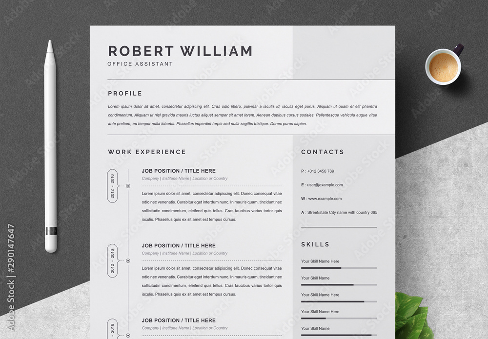 Resume Layout Set with Grey Sidebar Stock Template | Adobe Stock