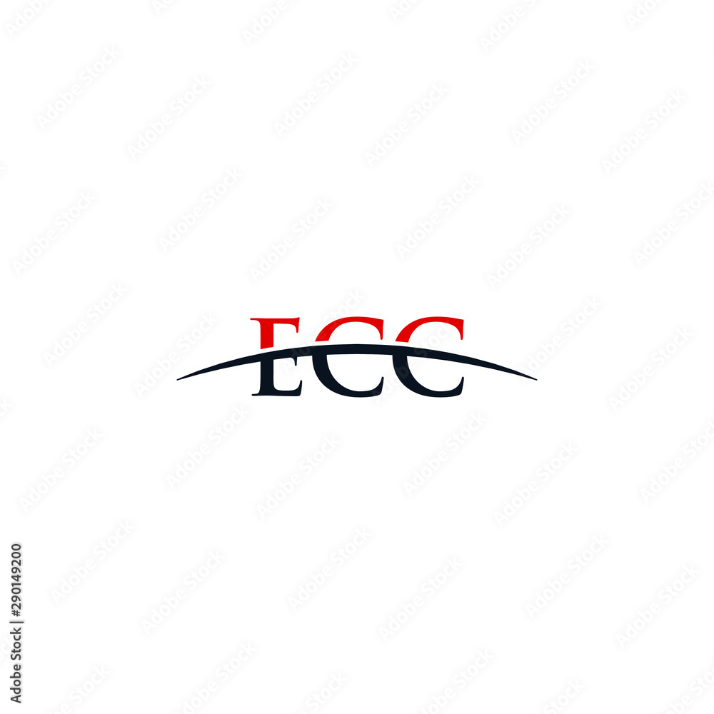 Initial letter ECC, overlapping movement swoosh horizon logo design ...
