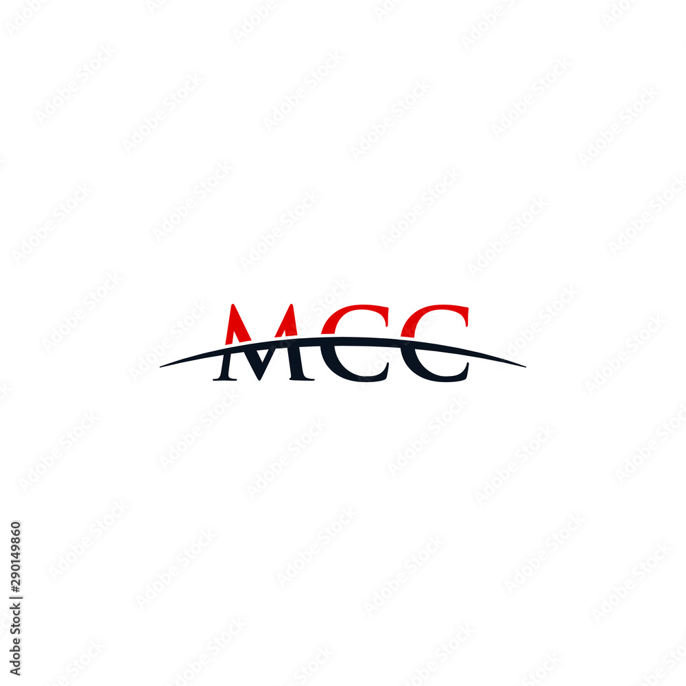 Initial letter MCC, overlapping movement swoosh horizon logo design ...