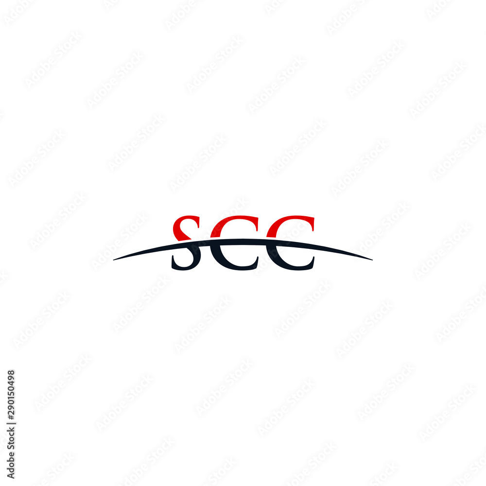 Initial letter SCC, overlapping movement swoosh horizon logo design ...