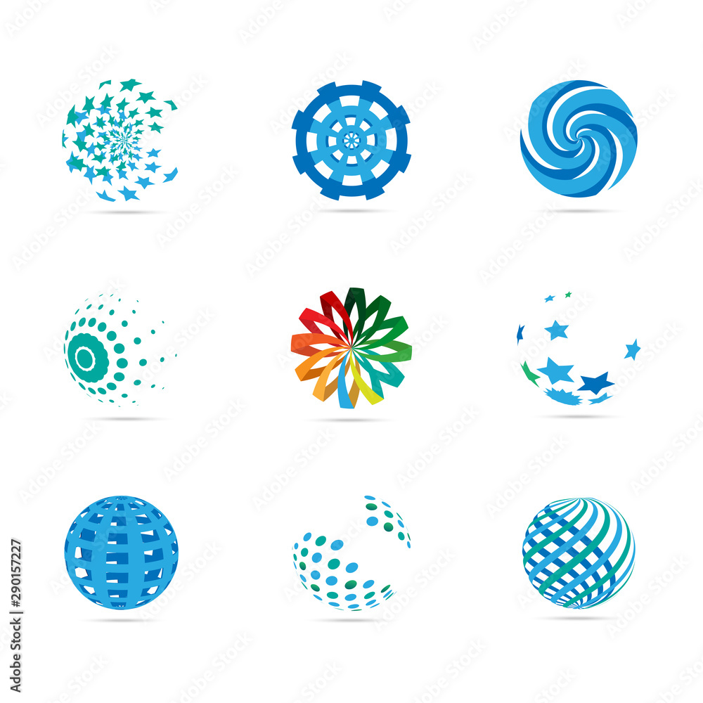 Circle And Globe Logo Set - Isolated On White Background - Vector ...