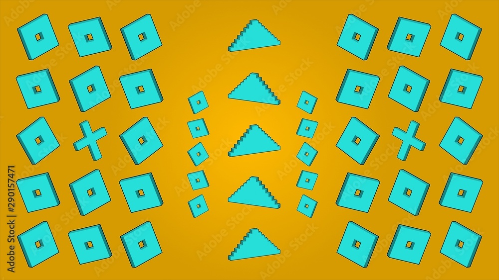 Square and Triangle Shapes, Abstract Shapes, Orange, Yellow and Light ...