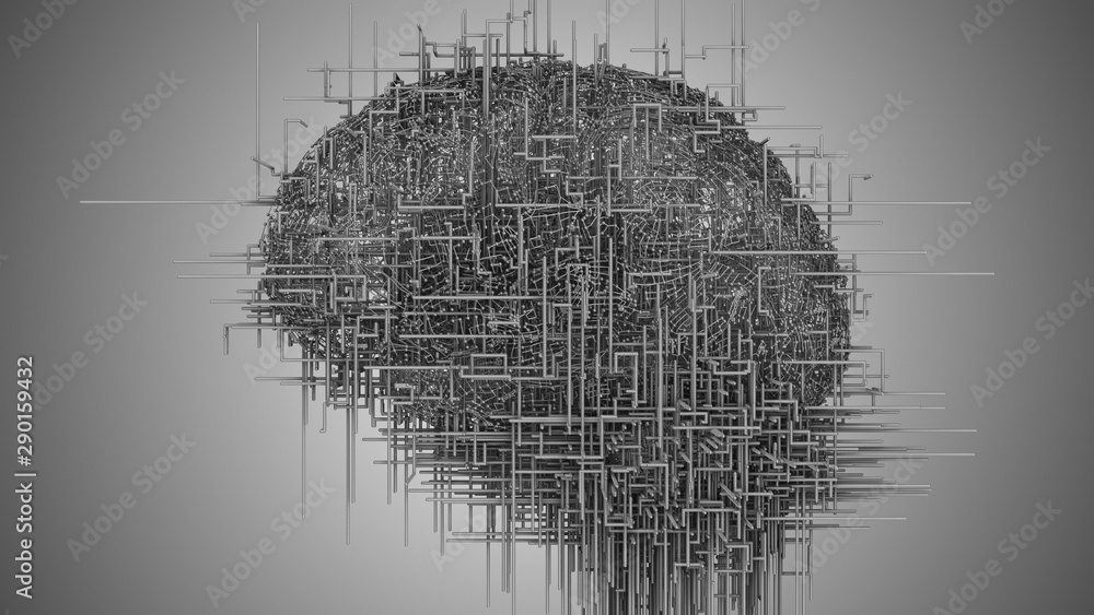 Artificial neural network brain simulation algorithm 3D render - 3D ...