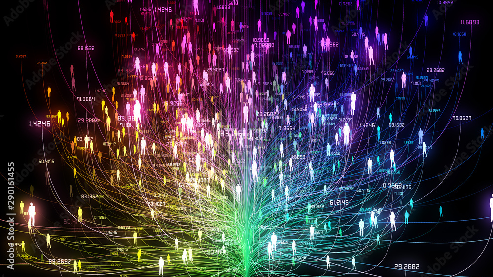 People connected on the internet via Social media network connections ...