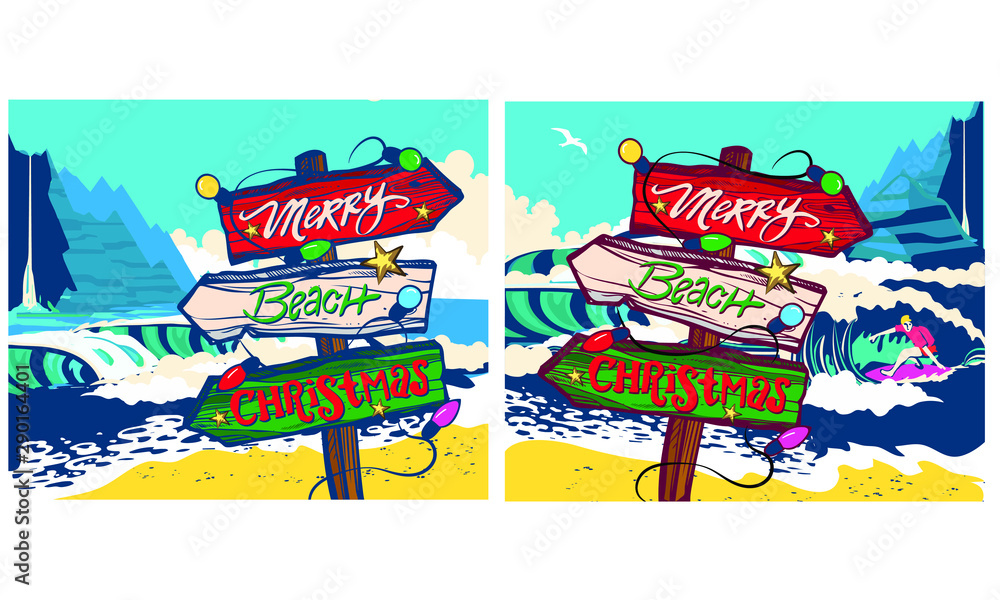 Christmas signs beach, Christmas on the beach, comic signs on the beach ...