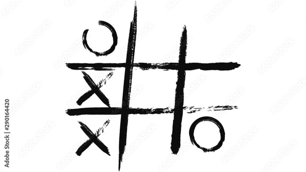 Abstract drawn tic-tac-toe game, isolated on white background ...