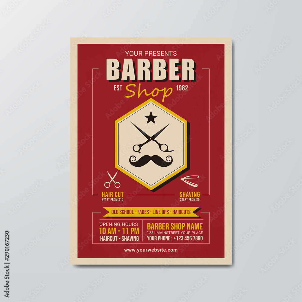 barber shop flyer template vector Stock Vector | Adobe Stock